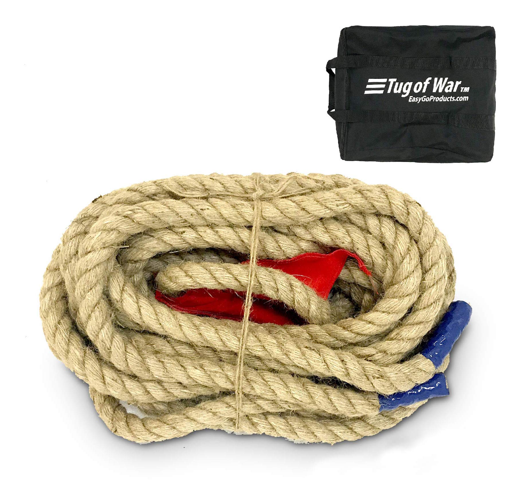 33 Foot TUG of WAR Rope with Flag – Kids and Adults Family Game – Team Building – Soft Rope - Professional Long Lasting - Extra Thick for Easier GRIPPING