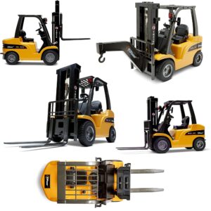 Top Race Jumbo Remote Control Forklift 13 Inch Tall, 8 Channel Full Functional Professional RC Forklift Construction Toys, High Powered Motors, 1:10 Scale - Heavy Metal - (TR-216)