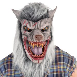 amscan bloody werewolf full head mask-multicolor costume accessory, adult size