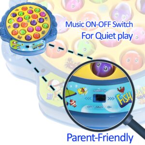 Haktoys Fishing Game for Kids and Toddlers - Rotating Fish Board with 21 Fish, 4 Poles, and Music On/Off Switch for Quiet Play Option - Fun Educational Toy for Boys & Girls