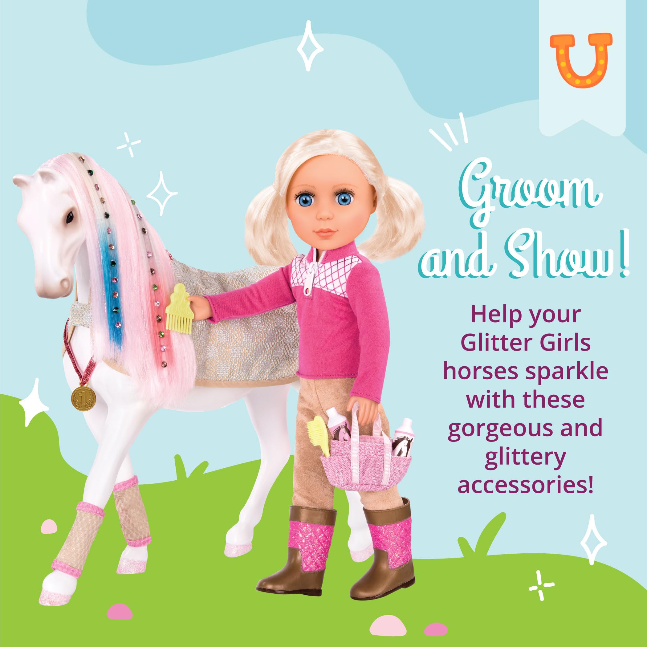 Glitter Girls – Groom and Show Equestrian Accessory Set – 14-inch Doll Clothes and Accessories for Girls Age 3 and Up includes Horse Blanket (1)