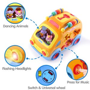 iPlay, iLearn Toddler Music Bus Toy, Baby Push Go Car for 18 Month, Musical Learning Animal School Bus, Kids Educational Learning Toy, Early Development Birthday Gifts for 2 3 4 Year Old Boys Girls