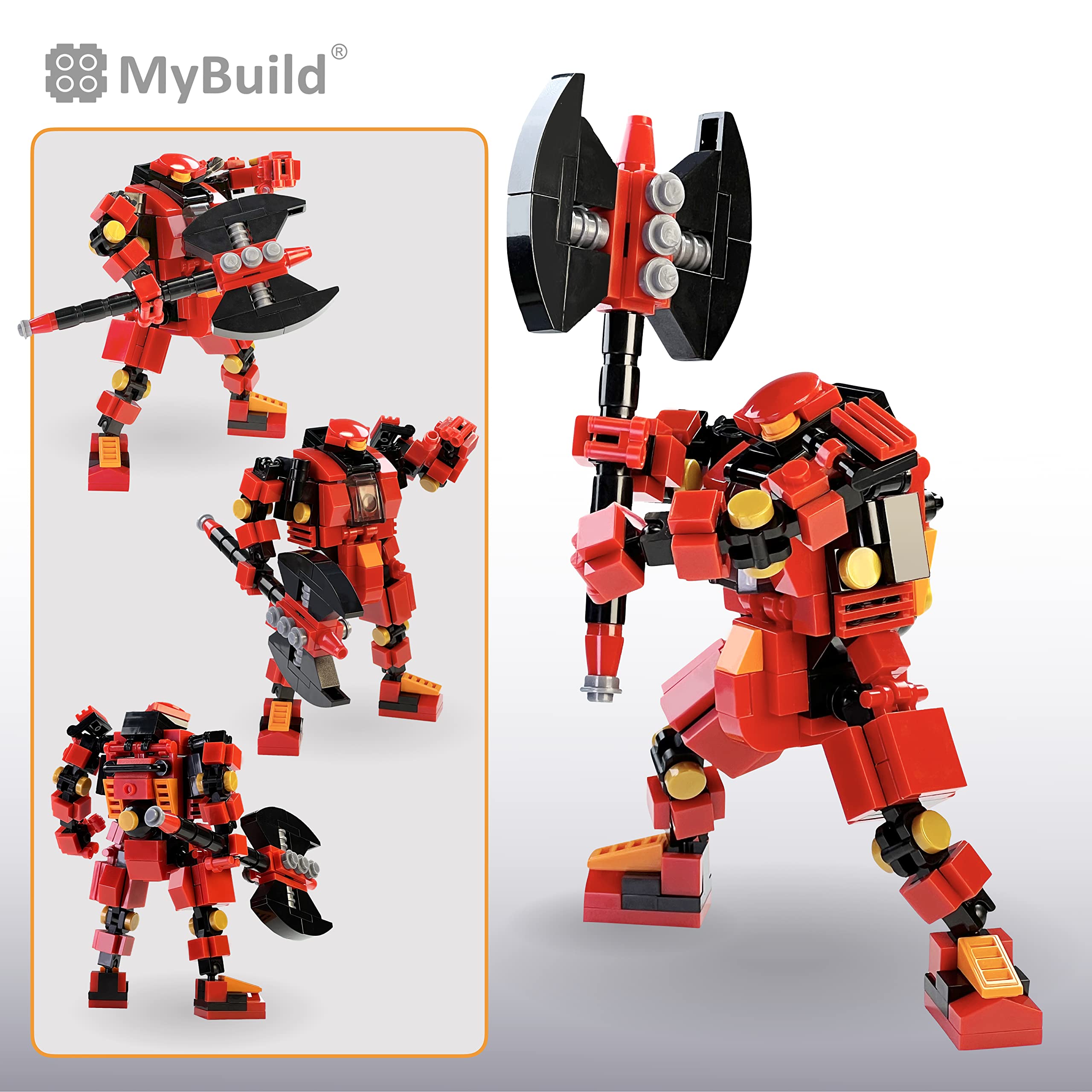 MyBuild Mecha Frame Rita 5006 - Red Robot Armor Mech Suit, Sci-Fi Building Bricks Mecha Building Kit