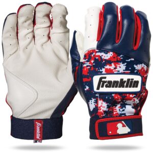 franklin sports mlb digitek baseball batting gloves - white/navy/red digi - youth large