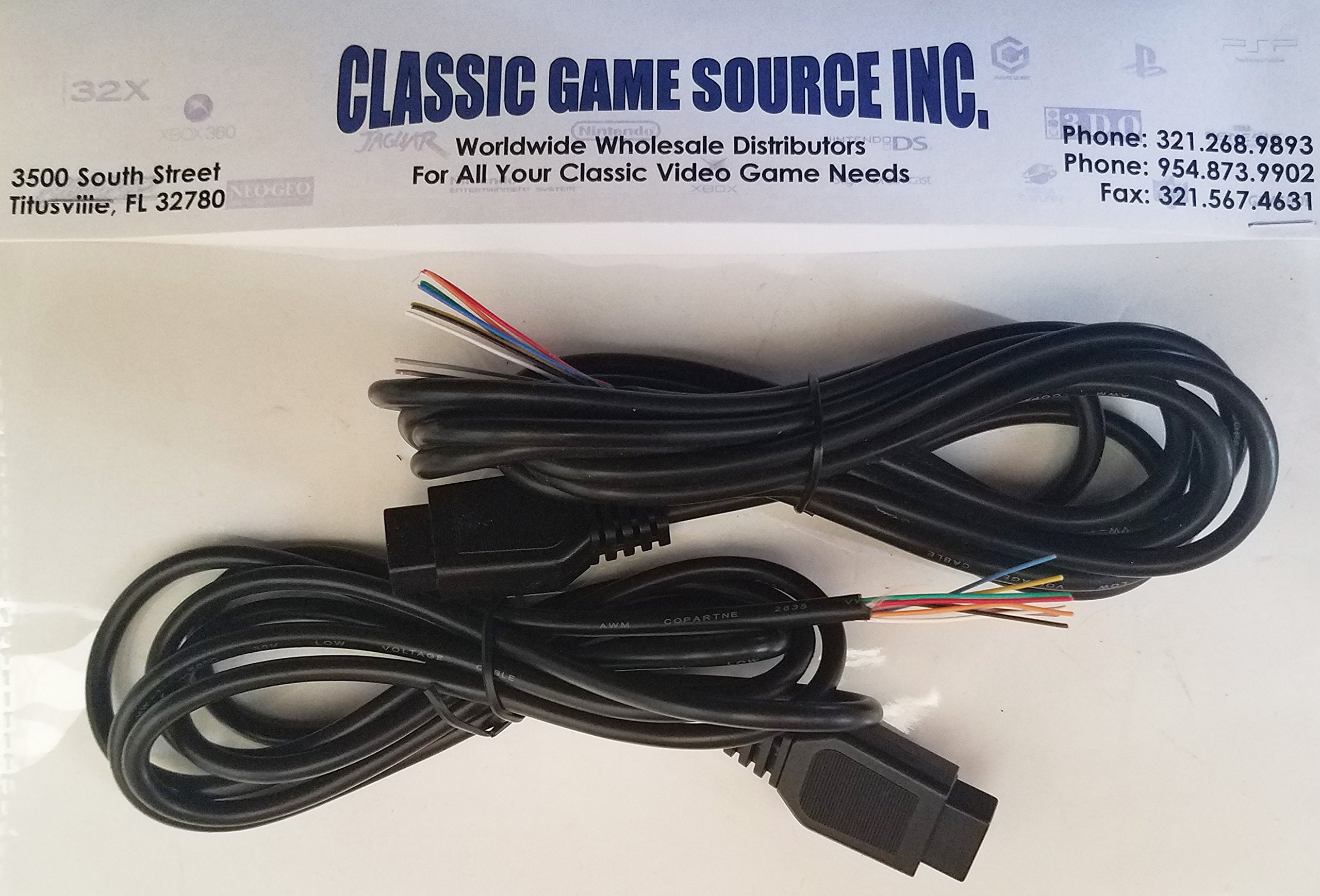 TWO 6FT 9 Pin Replacement Cable Cord Wires to Repair Sega Genesis Controller