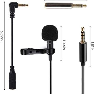 Lavalier Microphone, Professional Grade Omnidirectional Lapel Mic with Easy Clip on System, Perfect for Recording Interview/Video Conference/Podcast/Voice Dictation/Phone