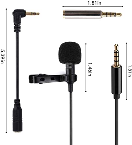 Lavalier Microphone, Professional Grade Omnidirectional Lapel Mic with Easy Clip on System, Perfect for Recording Interview/Video Conference/Podcast/Voice Dictation/Phone