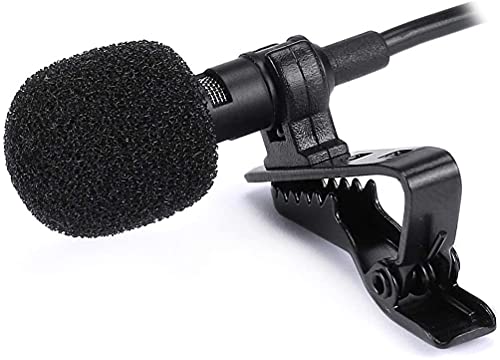 Lavalier Microphone, Professional Grade Omnidirectional Lapel Mic with Easy Clip on System, Perfect for Recording Interview/Video Conference/Podcast/Voice Dictation/Phone