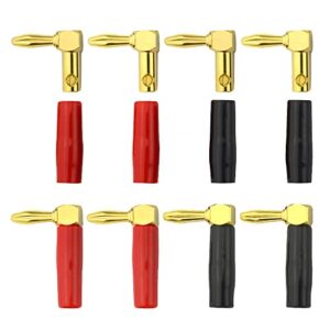 wmycongcong 8 pcs 90 degree speaker banana plugs right angle screw type banana plug audio jack connectors