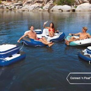 INTEX 56825EP River Run 1 Inflatable Floating Lounge: Comfortable Backrest – Built-in Cup Holders – Durable Grab Handles – All Around Grab Rope – 220lb Weight Capacity – Color May Vary