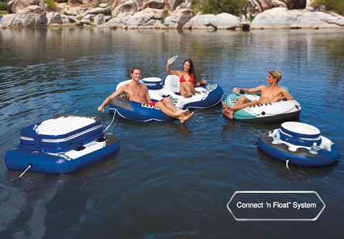 INTEX 56825EP River Run 1 Inflatable Floating Lounge: Comfortable Backrest – Built-in Cup Holders – Durable Grab Handles – All Around Grab Rope – 220lb Weight Capacity – Color May Vary