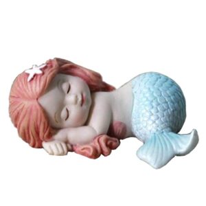 miniature fairy garden and aquarium decorations resin sleeping little mermaid statue blue