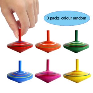 GoodPlay Gyroscope, 3 Pcs/Set Handmade Painted Wood Spinning Tops, Wooden Toys Educational Toys Kindergarten Toys Standard Tops