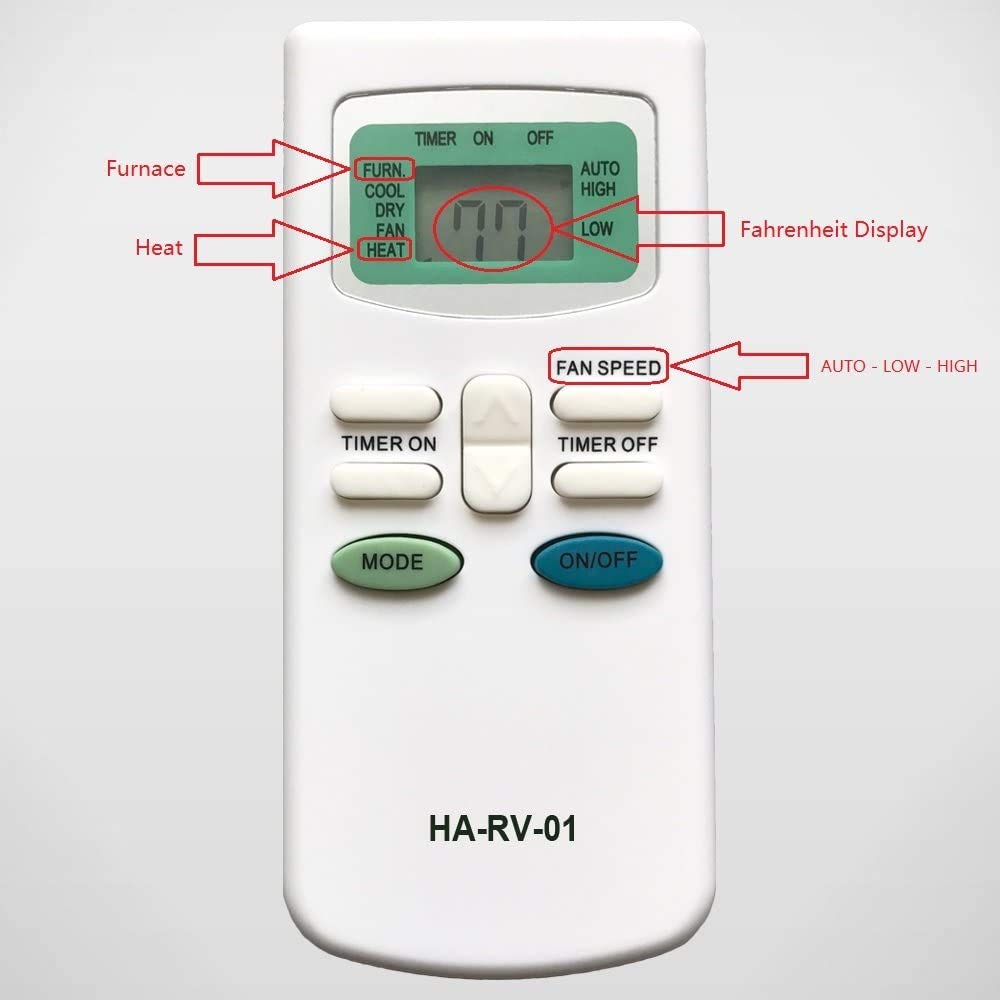 Replacement for Carrier Air V Airv Rv Air Conditioners Remote Control for 12-50095-00 12-50074-00 12-50152-00 68RV11302A 68RV14102A 68RV14103A 68RV14112A 68RV15102A 68RV15103A 68RV0010AA 68RV0010BA