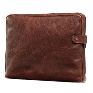 moore and giles laptop sleeve with rechargable battery, titan milled brown