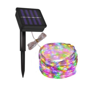 aluvee solar string copper wire light,50ft/150led outdoor waterproof garden decoration copper wire christmas lamp wedding party tree xmas decoration tree xmas (multicolor)