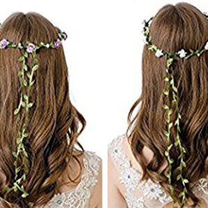 Kaptin 10 Pack Multicolor Flower Crown Headband, Women Girl Fashion Floral Crown Garland Headbands for Festival Celebration Wedding Party, Without anchor strap (10pcs)