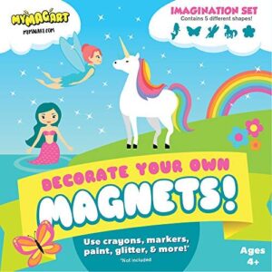 decorate and design your own magnets craft set kit | project for kids of all ages | make a fairy, unicorn, flower, unicorn, mermaid, butterfly (imagination set)