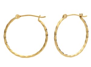 14k yellow gold twisted round hoop earrings (18mm)……