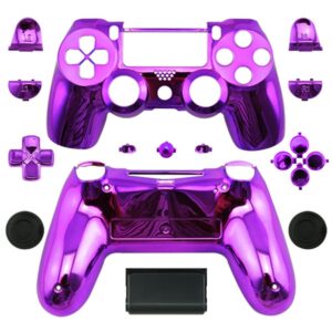 ambertown special custom full housing shell case cover with buttons for ps4 for sony playstation 4 dualshock 4 wireless controller - chrome purple/rose red