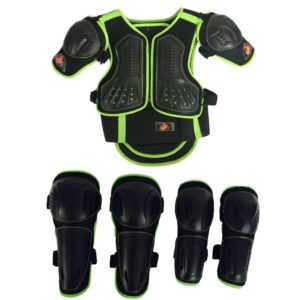 takuey kids motorcycle armor suit dirt bike chest spine protector back shoulder arm elbow knee protector motocross racing skiing skating body armor vest sports safety pads 3 colors (green, xs)