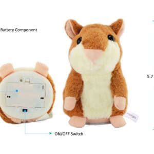 YOEGO Talking Hamster Repeats What You Say Interactive Stuffed Plush Animal Talking Toy,Perfect Toy Gifts for Boys Girls Age 3+ (Brown)