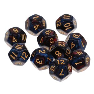 Jili Online 10pcs 12 Sided Dice D12 Polyhedral Dice for Dungeons and Dragons Roley Playing Games Dice Gift - Red Blue