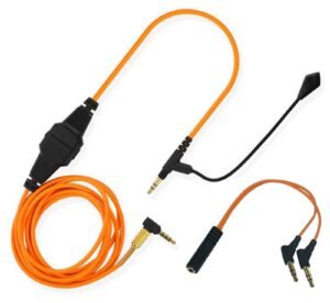 lovinstar replacement cable boom mic volume for ps4 pc xbox one to v-moda & most 3.5mm input headphone aduio cable computer game (orange)