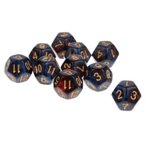 Jili Online 10pcs 12 Sided Dice D12 Polyhedral Dice for Dungeons and Dragons Roley Playing Games Dice Gift - Red Blue