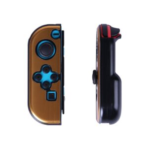 hde protective cover for nintendo switch joy-con controller plastic protectors snap on shell with comfort contoured back (gold)