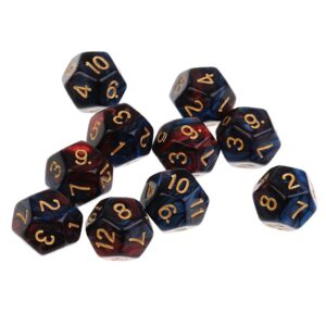 Jili Online 10pcs 12 Sided Dice D12 Polyhedral Dice for Dungeons and Dragons Roley Playing Games Dice Gift - Red Blue