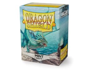 dragon shield deck protective sleeves for gaming cards, standard size (100 sleeves), matte mint - at-11025