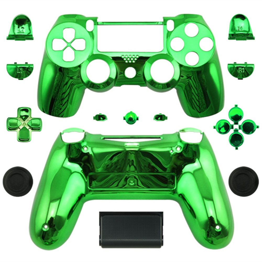 Ambertown Special Custom Full Housing Shell Case Cover with Buttons for PS4 for Sony Playstation 4 Dualshock 4 Wireless Controller - Chrome Green