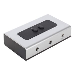 2 port 3.5mm stereo manual switch box aux audio speaker selector(wall mount hole built-in, wall or table available)