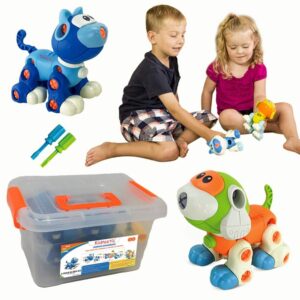 kidtastic 3+ ages take apart toys cat and dog set, 88 pieces stem learning, educational building set, birthday gift for kids, boys, and girls, outdoor and indoor fine motor skills