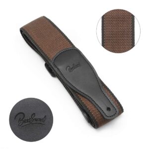 BestSounds Acoustic Guitar Strap, Soft Cotton & Leather Ends Strap for Electric & Bass Guitars come with 1 Button & 2 Locks