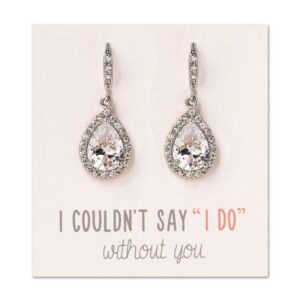 a+o wedding bridesmaids gift drop dangle earrings in silver