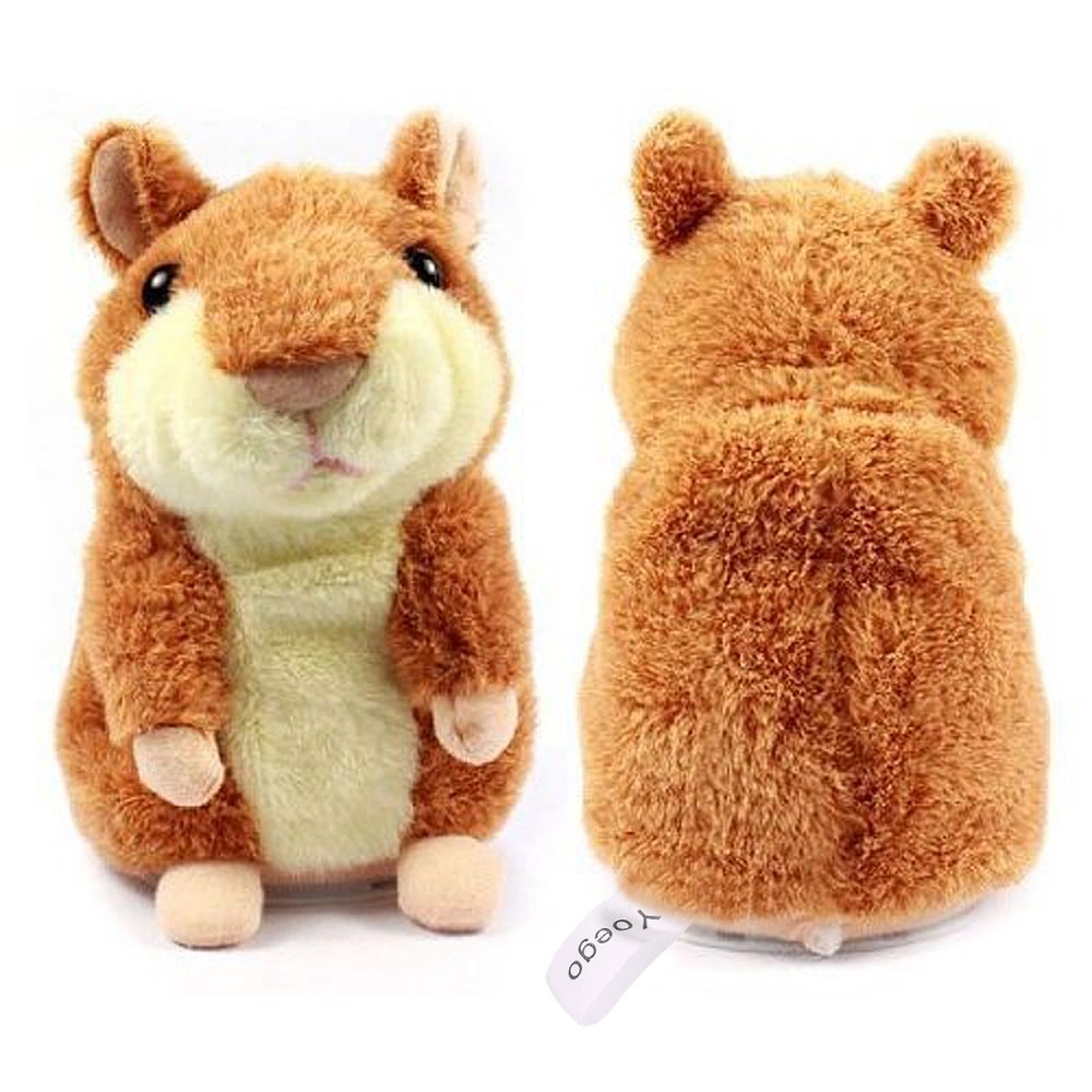 YOEGO Talking Hamster Repeats What You Say Interactive Stuffed Plush Animal Talking Toy,Perfect Toy Gifts for Boys Girls Age 3+ (Brown)