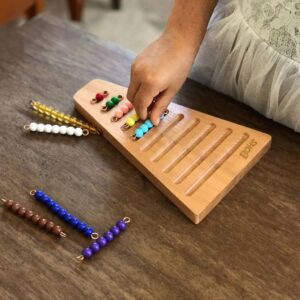 BOHS Montessori Bead Stair Set, 1-10 Counting, with Sorting Tray- Compact Educational Toy for Preschool Learning