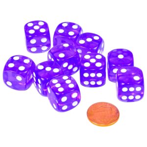 JustMikeO Set of 50 Six Sided D6 16Mm Standard Rounded Translucent Dice Die - Multicolor