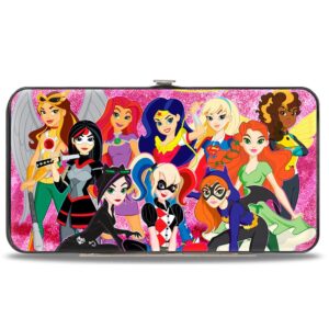 buckle-down hinge wallet - dc superhero girls 10-character group pose/stars & stripes pinks