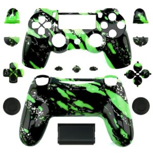 ambertown special custom full housing shell case cover with buttons for sony playstation 4 ps4 wireless controller - custom hydro dipped green splatter skin