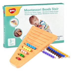 bohs montessori bead stair set, 1-10 counting, with sorting tray- compact educational toy for preschool learning