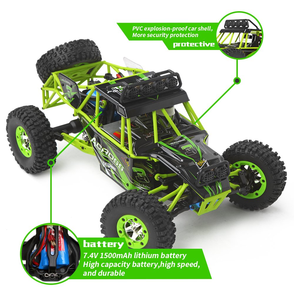 WLtoys RC Cars 1/12 Scale 2.4G 4WD High Speed Electric All Terrain Off-Road Rock Crawler Climbing Buggy RTR for Kids and Adults