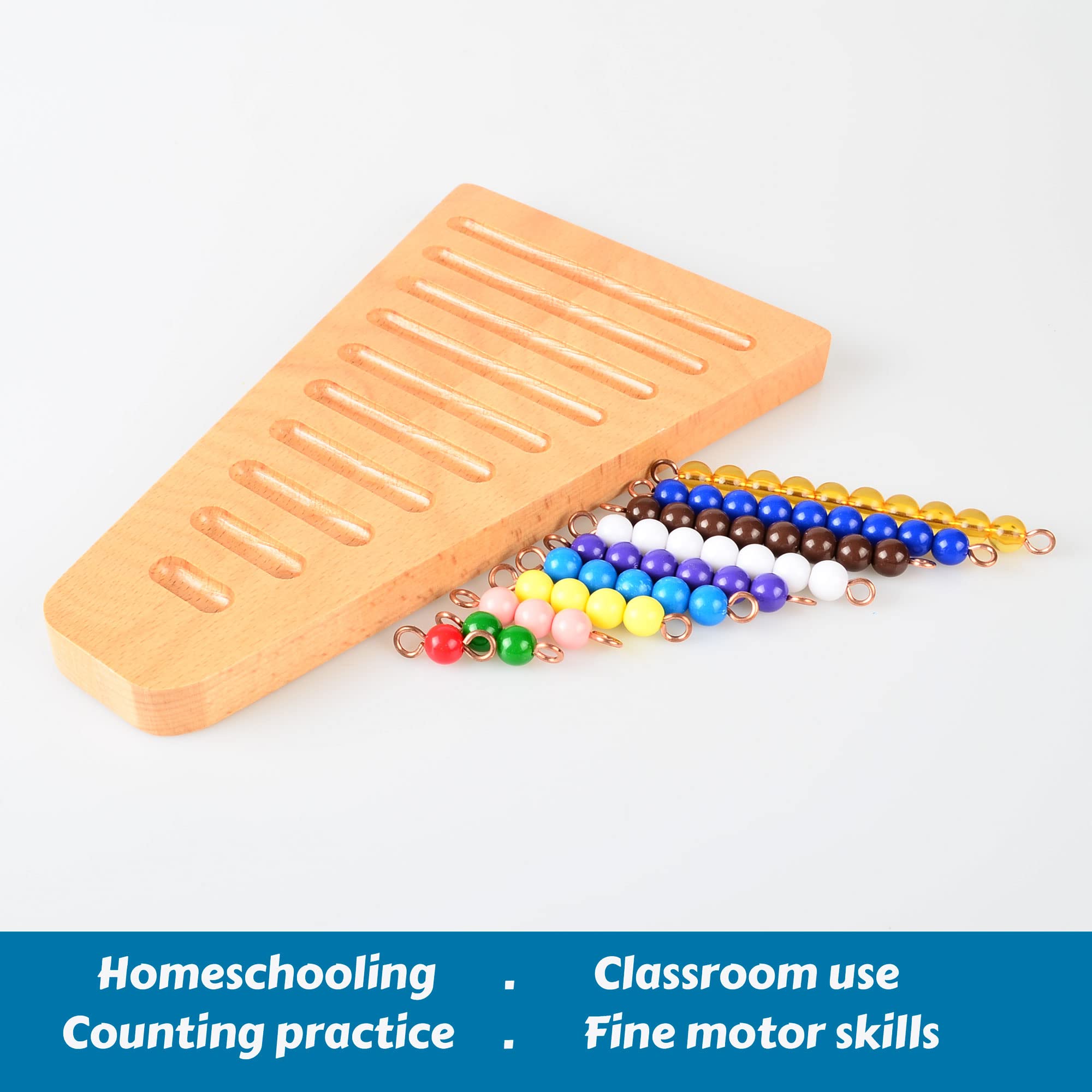 BOHS Montessori Bead Stair Set, 1-10 Counting, with Sorting Tray- Compact Educational Toy for Preschool Learning