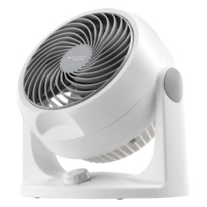 iris usa woozoo air circulator fan, vortex fan, desk fan, portable fan, 3 speed settings, 6 tilting head settings, 74ft max air distance, large, white