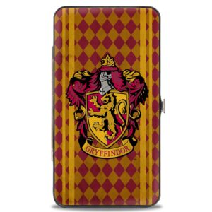 buckle-down hinge wallet - gryffindor, crest stripes/diamonds red/golds, 7" x 4"