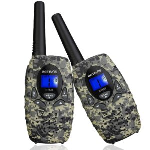 retevis rt628 kids walkie talkies,army toys for 6-12 year old boys girls,frs walky talky with key lock,gift for outdoor adventure camping hunt trip(2 pack,camo)