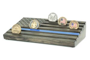 loki engraving thin blue line black american flag challenge coin display