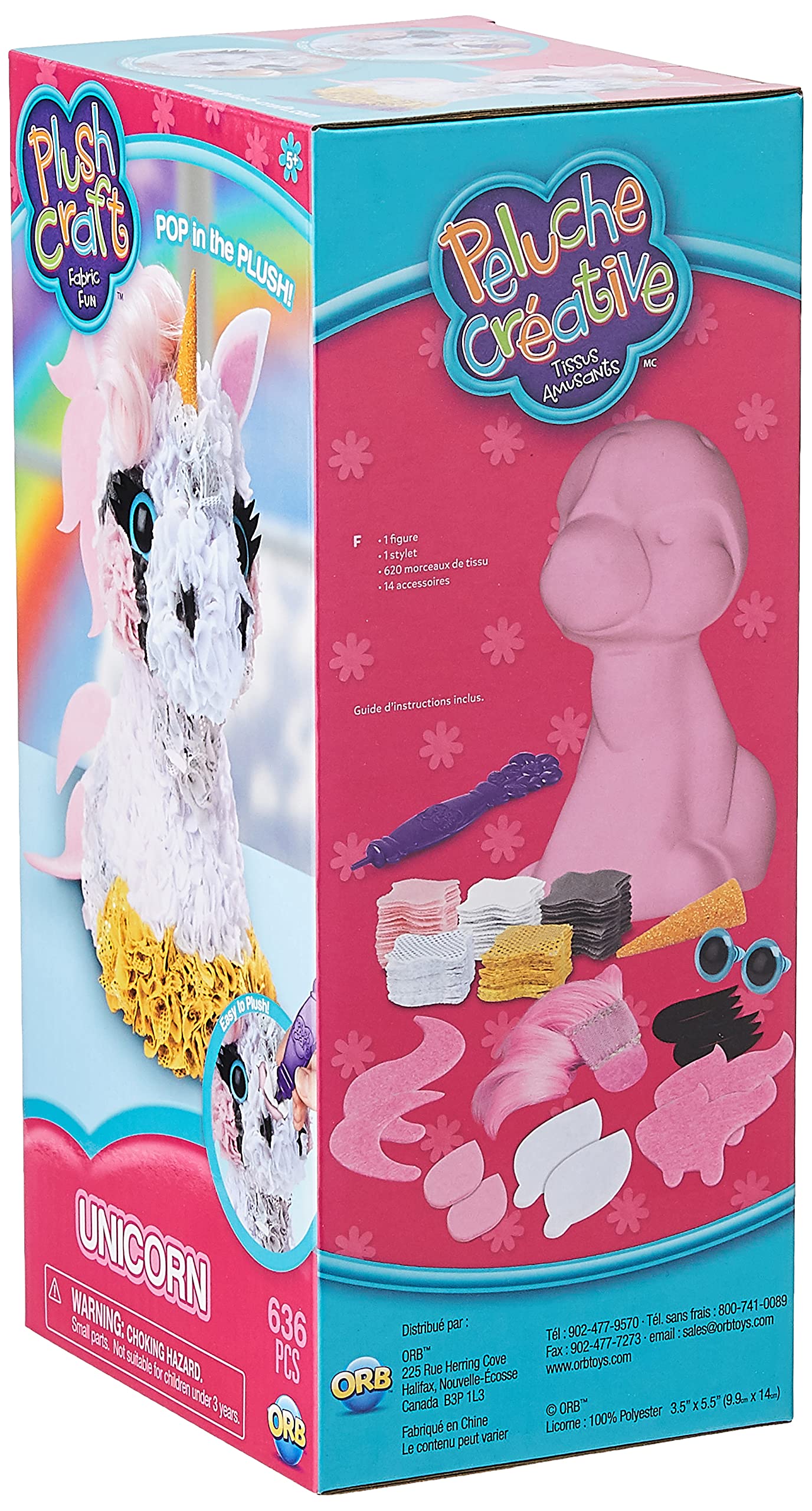 THE ORB FACTORY LIMITED 10027964 Plush Craft 3D Unicorn, 5" x 4" x 10", Pink/White/Yellow/Grey